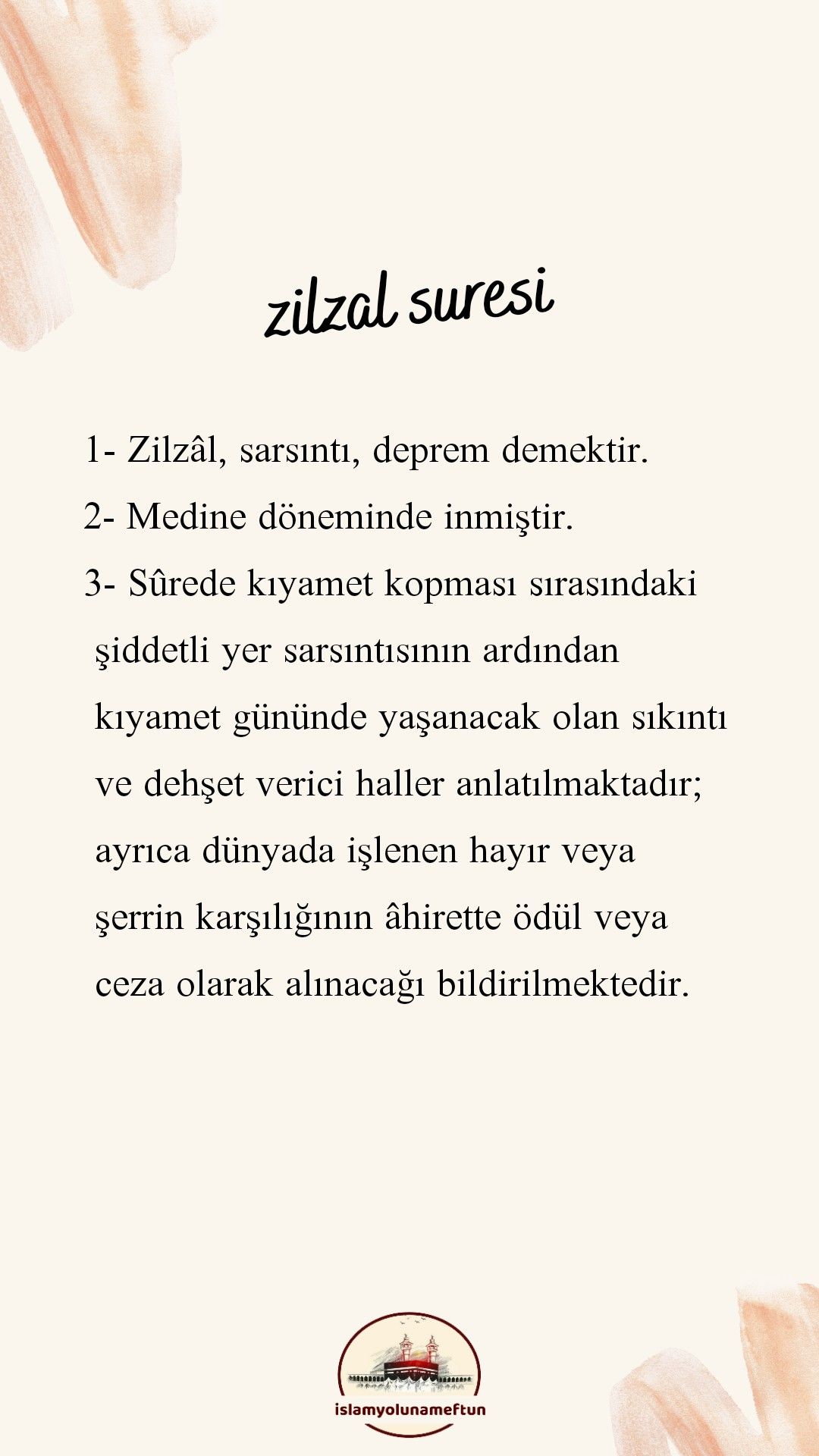 ZİLZAL SURESİ - İslamyolunameftun